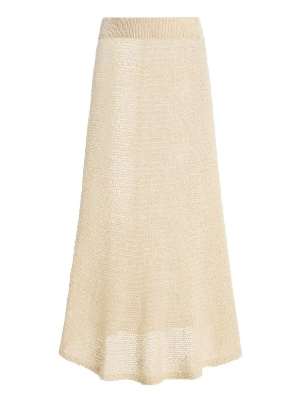 Khaite Inaya Silk-blend Knit Midi Skirt - Ivory