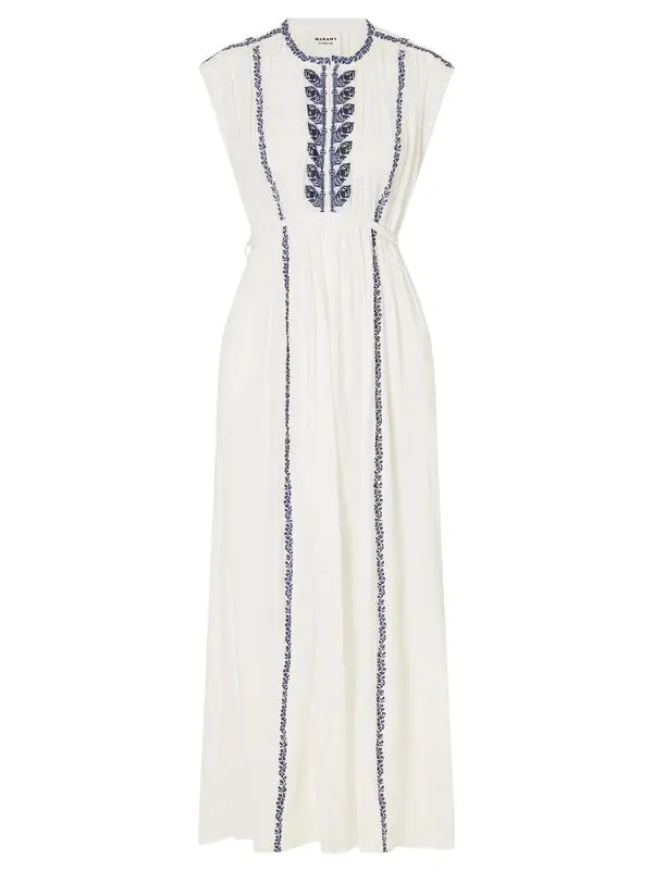MARANT ETOILE Liviane Embroidered Cotton Maxi Dress - White