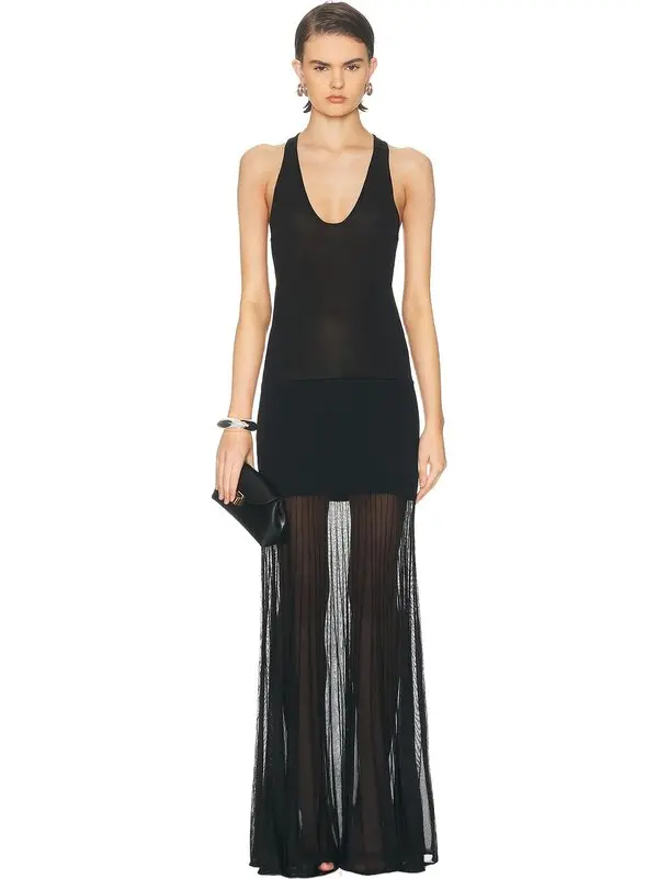 Brandon Maxwell Delphine Scoop Neck Racerback Gown - Black
