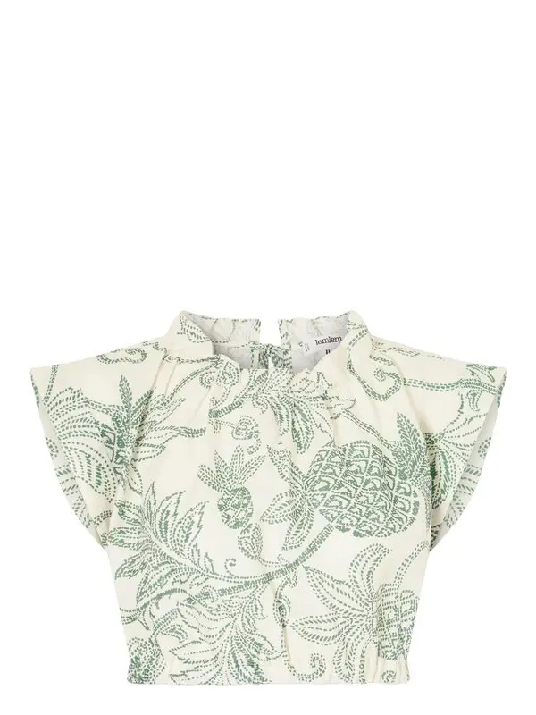 LEMLEM Muna Cropped Linen Top - Green