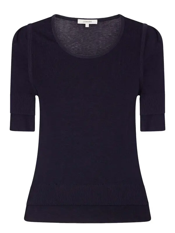 LEMAIRE Trompe L'oeil Knitted T-shirt - Navy