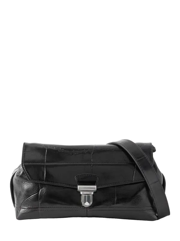 LEMAIRE Gear Small Croc-effect Leather Shoulder Bag - Black
