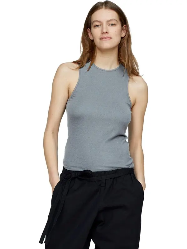 ATM Anthony Thomas Melillo Modal Rib Racer Tank Top - Med Hthr Grey