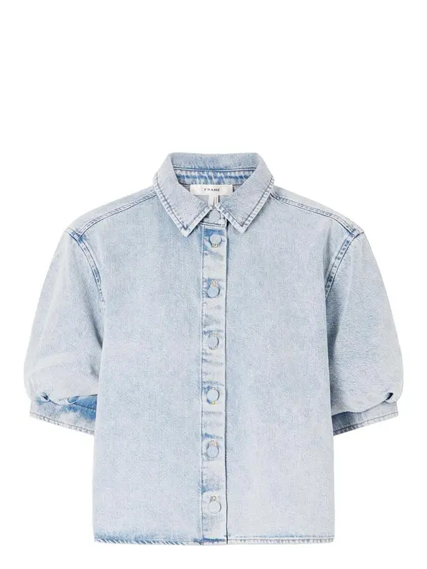 FRAME Recycled Denim Billow Sleeve Shirt - Blue