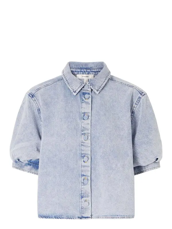 FRAME Recycled Denim Billow Sleeve Shirt - Mid Denim