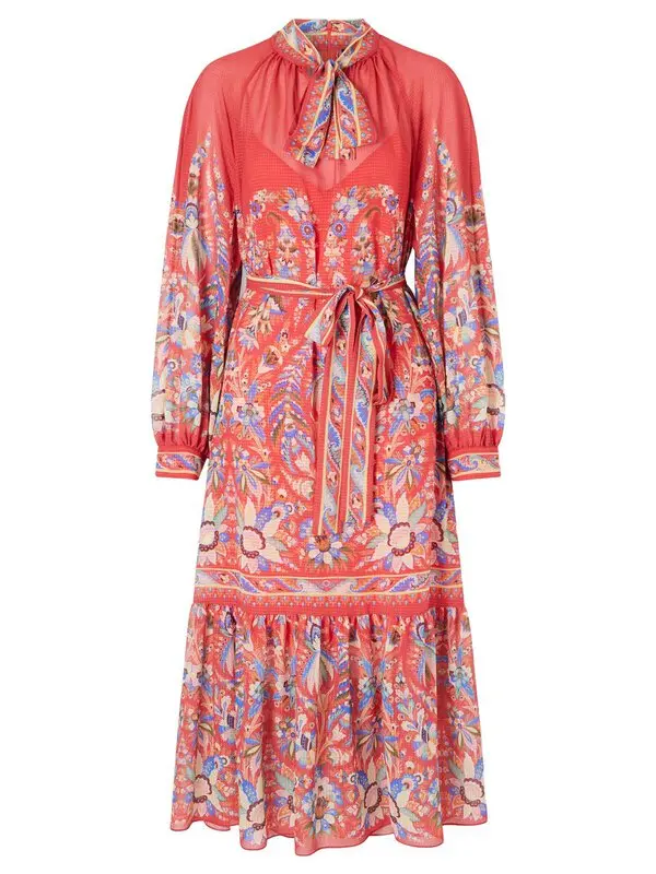 Etro Floral-print Chiffon Midi Dress - Red
