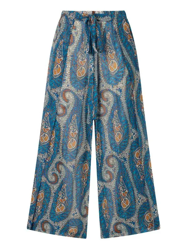 Etro Wide-leg Woven Pants - Blue