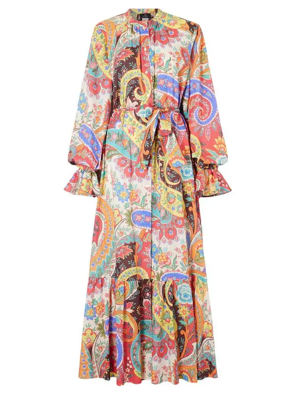 Etro Belted Paisley-print Cotton-voile Maxi Shirt Dress - Multi