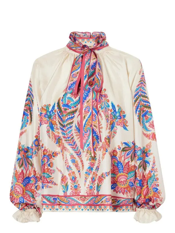 Etro Paisley-print Silk Blouse With Pussy-bow - Multi