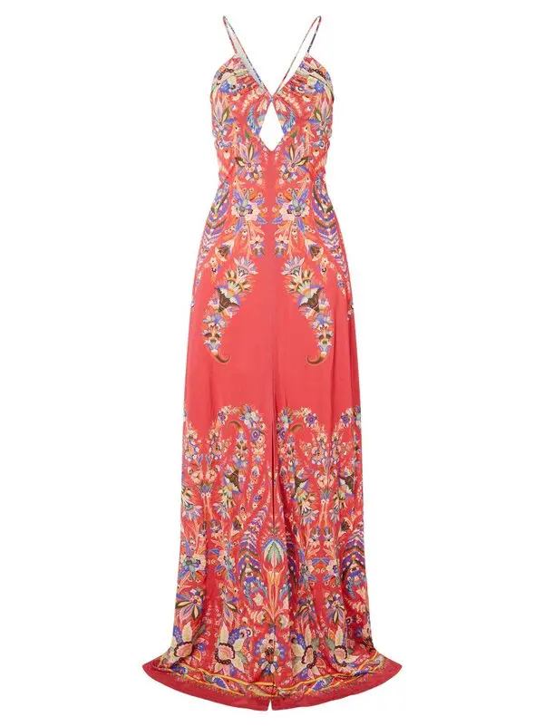 Etro Floral-print Crepe Maxi Dress - Red