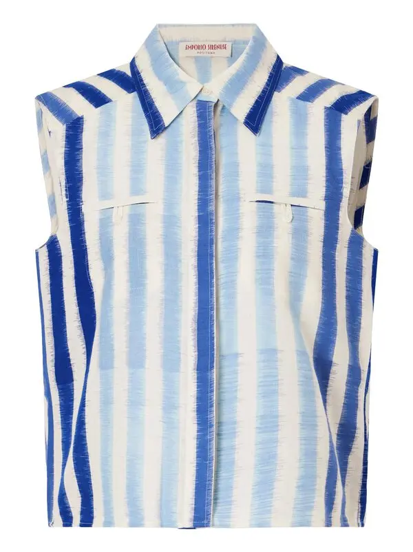 EMPORIO SIRENUSE Ylena Striped Cotton Shirt - Blue