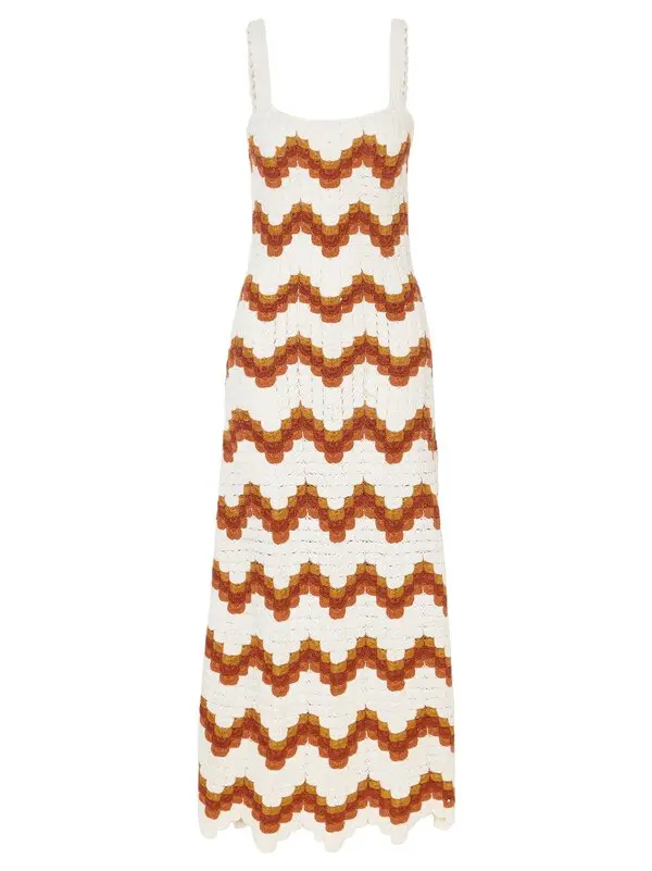 Escvdo Marea Striped Crocheted Maxi Dress - Neutrals