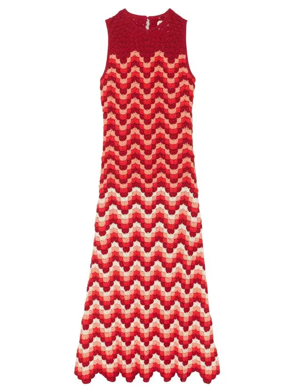 Escvdo Cuenca Crocheted Cotton Maxi Dress - Red