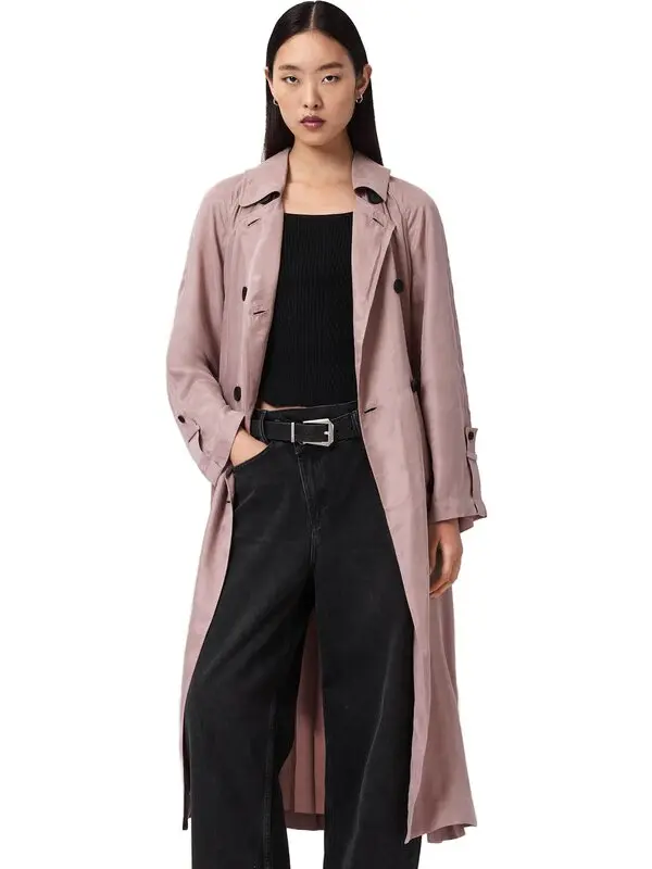 ALLSAINTS Lizie Double Breasted Trench Coat - Shadow Pink