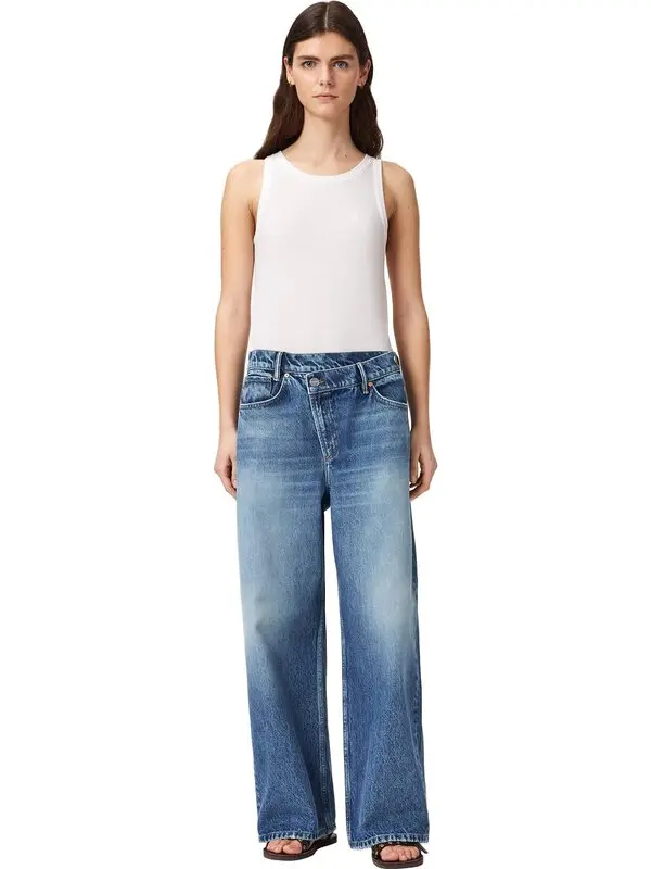 ALLSAINTS Aki Wide Leg Crossover Jeans - Blue