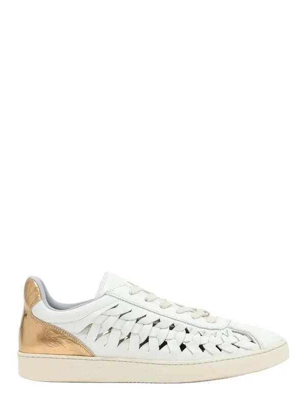 ALLSAINTS Velma Leather Woven Sneakers - Chalk White/ Gold