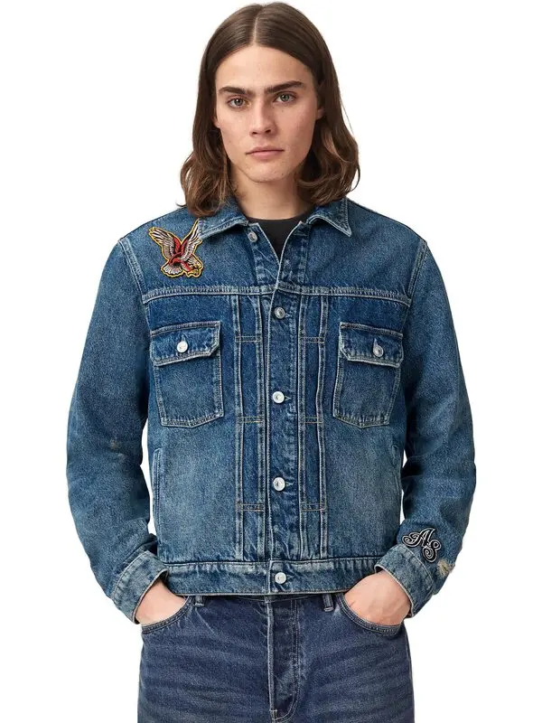 ALLSAINTS Slim Fit Denim Jacket - Blue