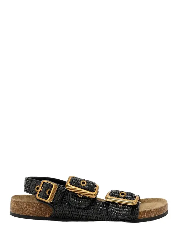 ALLSAINTS Staffa Raffia Buckle Sandals - Black
