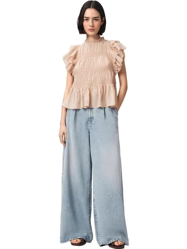 ALLSAINTS Haze Wide Leg Pleated Jeans - Blue