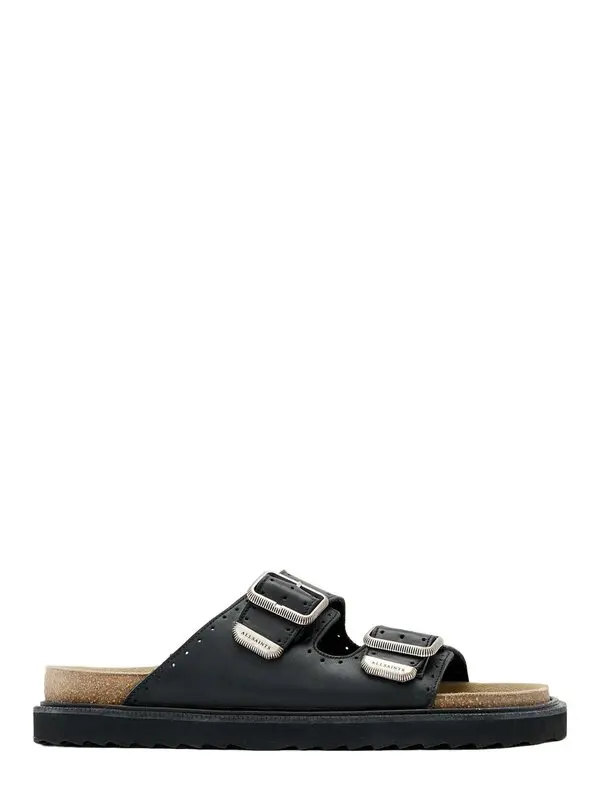 ALLSAINTS Randal Leather Buckle Sandals - Black