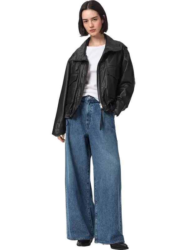 ALLSAINTS Haze Wide Leg Pleated Jeans - Blue