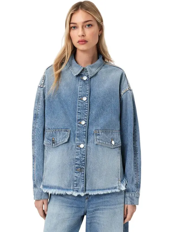 ALLSAINTS Hettie Oversized Stud Shacket - Blue