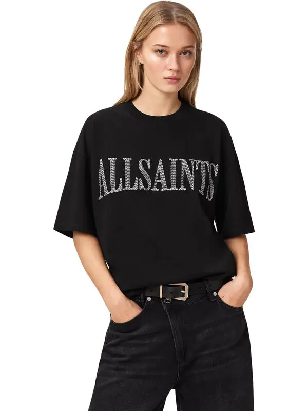 ALLSAINTS Oversized Embroidered T-shirt - Black