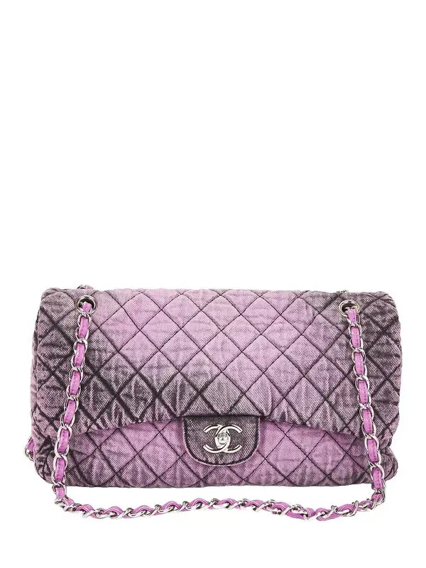 Chanel Distressed Denim Denimpression Flap Bag - Purple