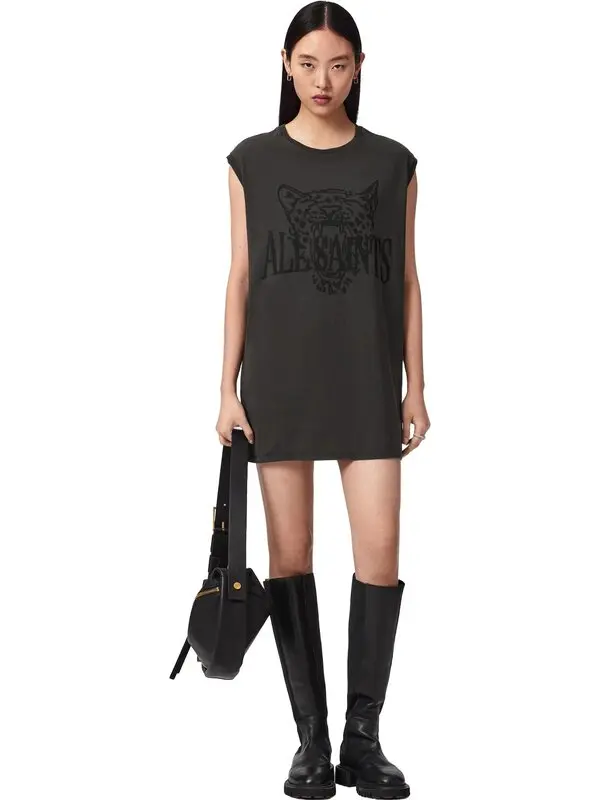 ALLSAINTS Wild Brooke Relaxed Fit Mini T-shirt Dress - Grey
