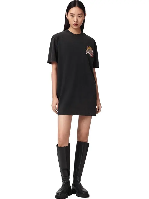 ALLSAINTS Roque Relaxed Fit Mini T-shirt Dress - Black