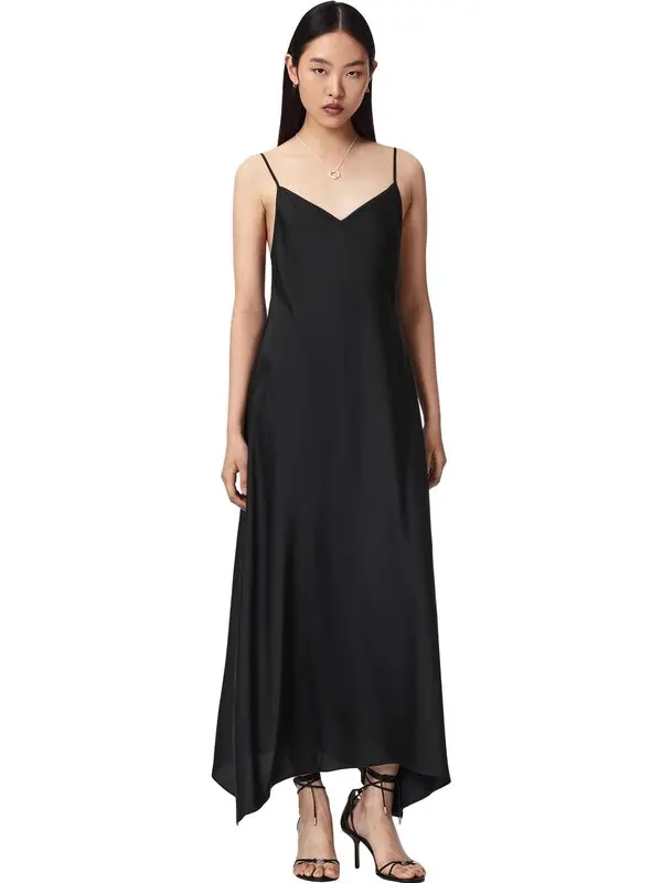 ALLSAINTS Leona V-neck Maxi Slip Dress - Black