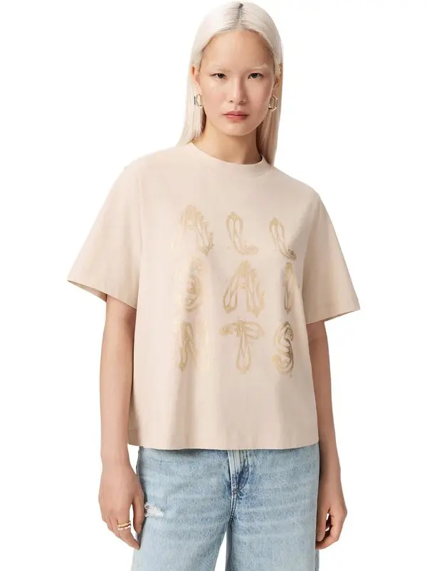 ALLSAINTS Ella Lisa Boxy Embellished T-shirt - Dove White