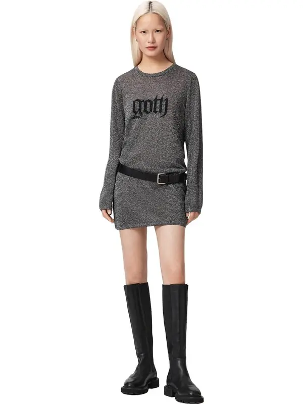 ALLSAINTS Deetz Metallic Mini Dress - Silver