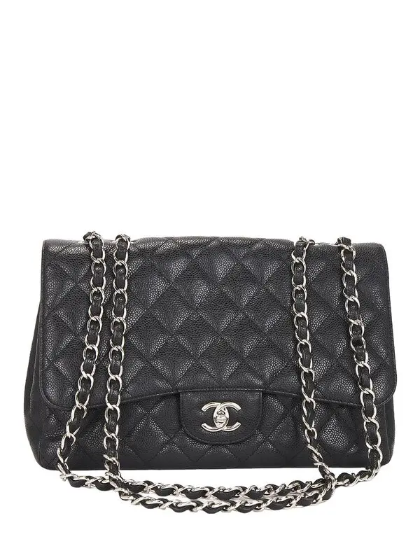 Chanel Caviar Jumbo Classic Double Flap Bag - Black