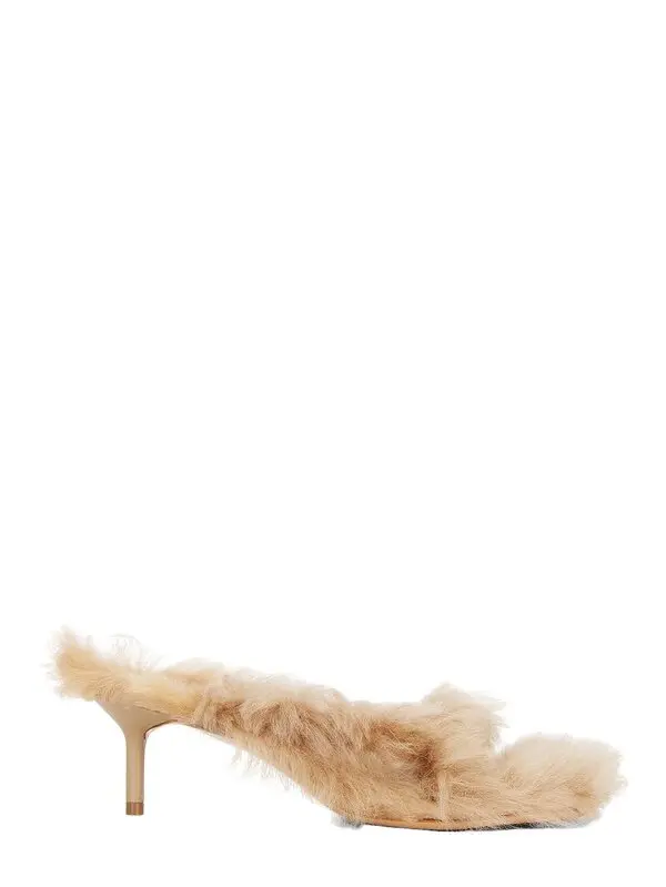 Acne Studios Beverly Shearling Kitten Sandal - Biscuit Beige