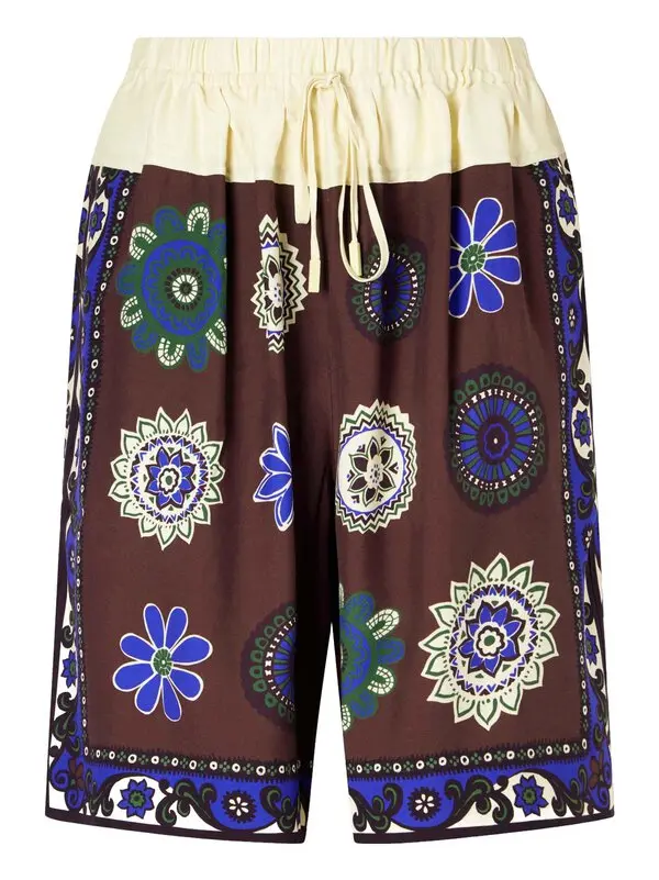 ALEMAIS Jasper Crepe Printed Shorts - Brown