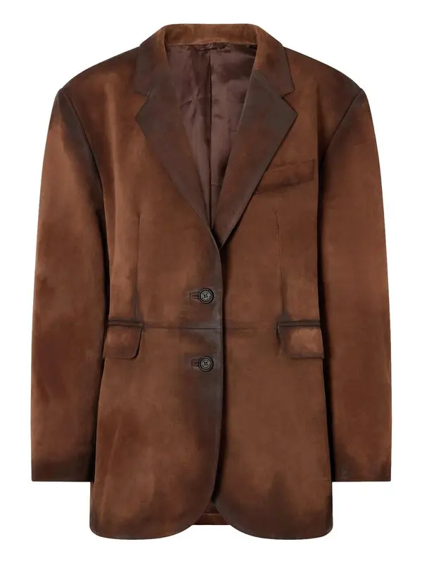 Acne Studios Distressed Suede Blazer - Brown