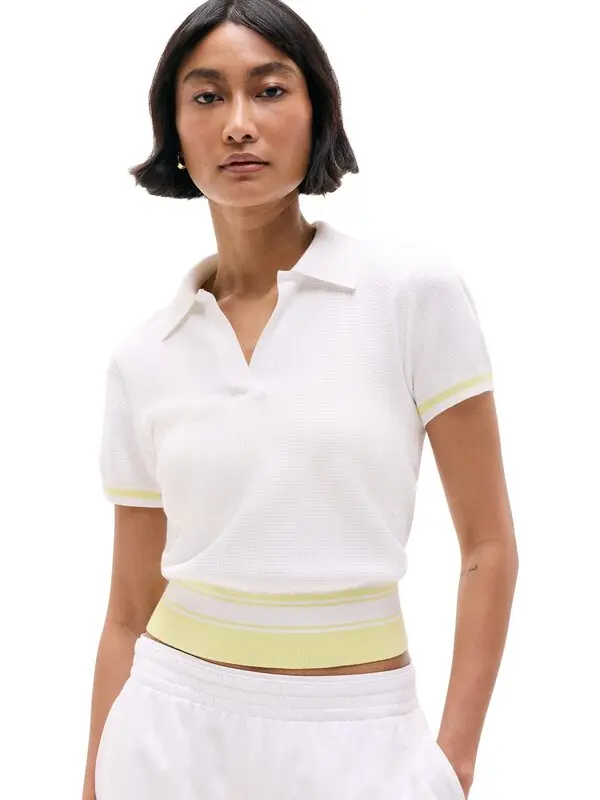 Athleta Seamless Polo Tee - Bright White/spark