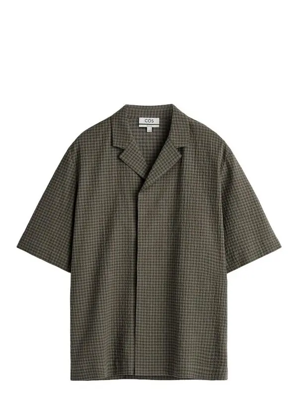 Cos Seersucker Resort Shirt - Gray