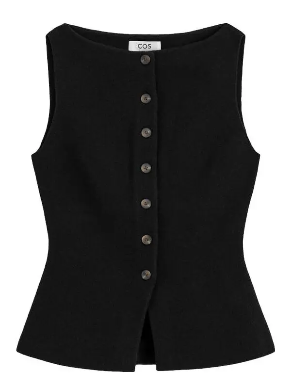 Cos Cotton-blend Crepe Vest - Black
