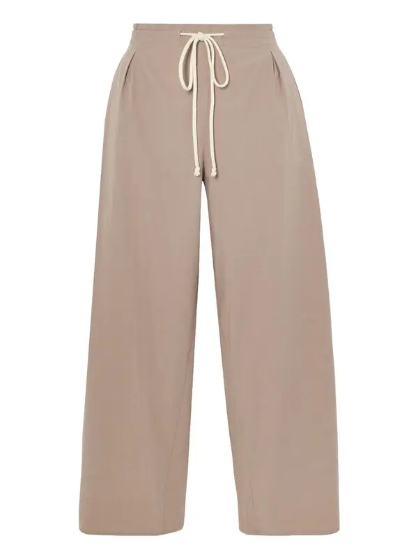 Maria Mcmanus Rope-trimmed Organic Cotton-poplin Wide-leg Pants - Neutrals