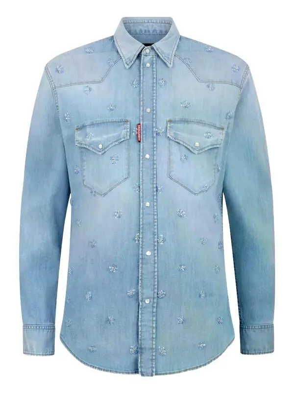 Dsquared2 Polo-collar Long-sleeve Shirt - Blue