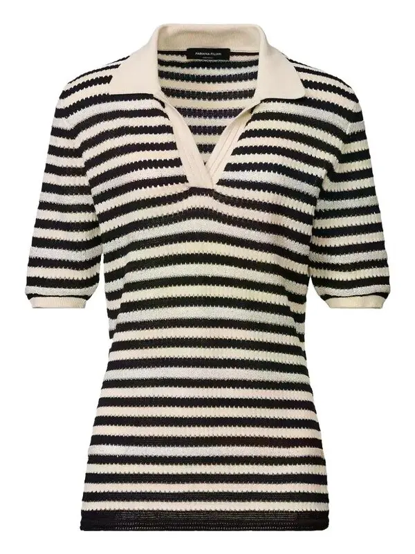 Fabiana Filippi Striped V-neck Top - Neutrals