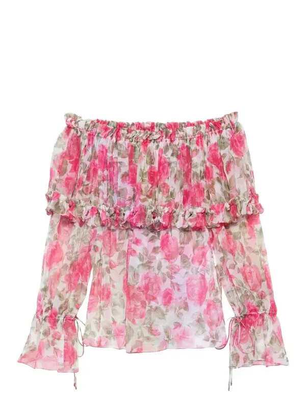 Chloé Floral-print Ruffled Blouse - White