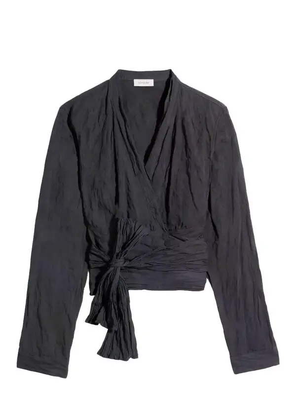 LEMAIRE V-neck Long-sleeve Top - Black