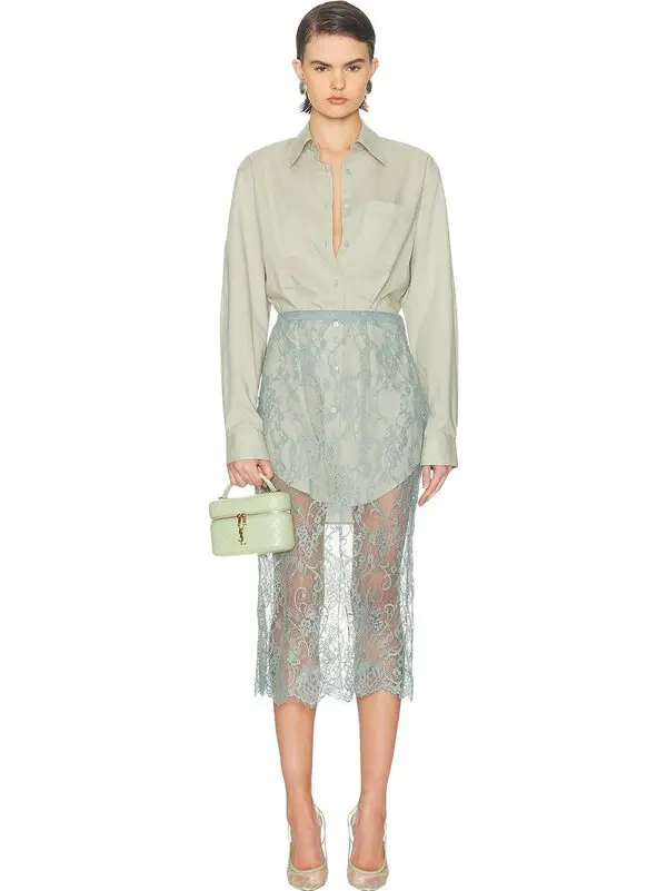 Acne Studios Depru Romantic Flower Lace Dress - Eucalyptus Green