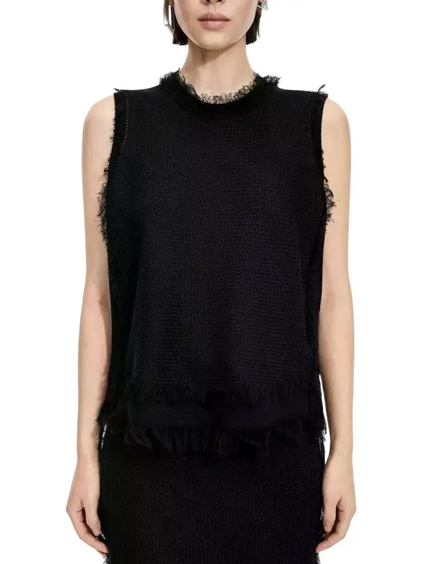 JNBY Fringed Knit Vest Top - Black