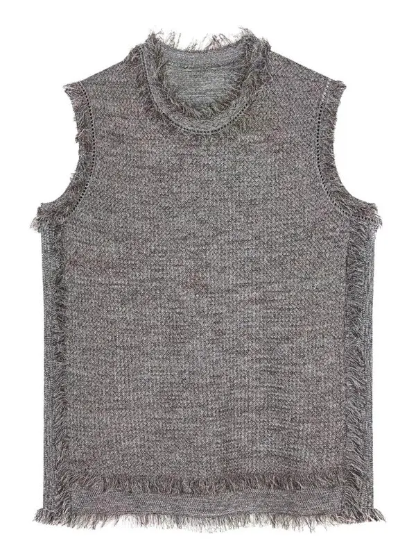 JNBY Fringed Knit Vest - Heathered Taupe