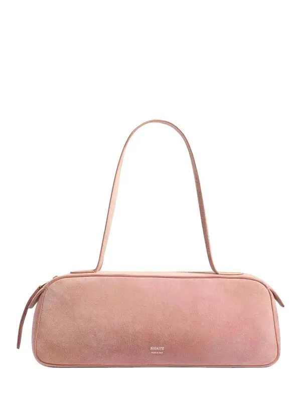 Khaite Suede Logo-motif Shoulder Bag - Pink