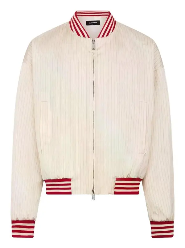 Dsquared2 Baseball Pinstriped Bomber Jacket - Neutrals